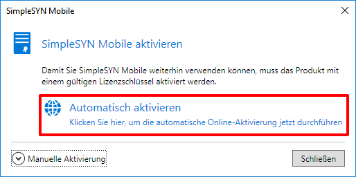 SimpleSYN - Aktivierung