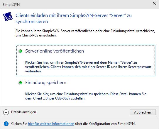 SimpleSYN Dokumentation - Optionen